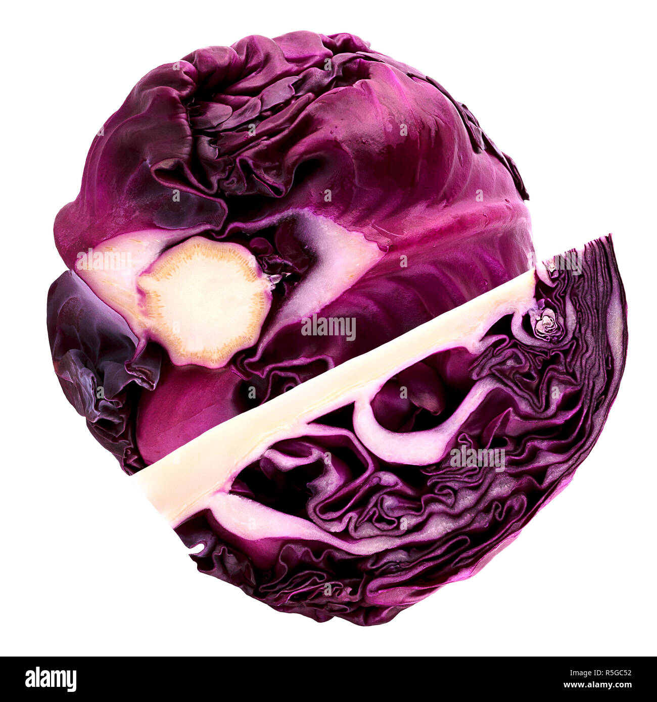 One and half red cabbage isolated Stock Photo - Alamy