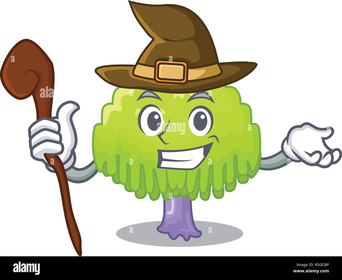 Witch green tree willow on the character vector illustrstion Stock ...