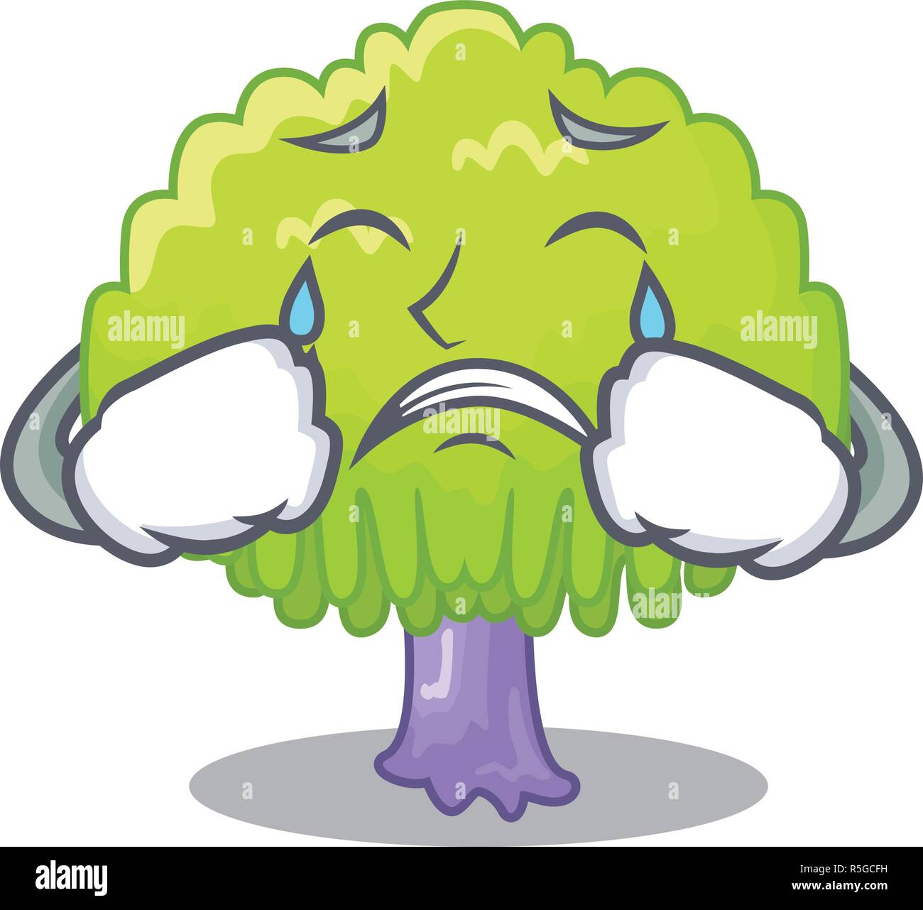 Crying green tree willow on the character vector illustrstion Stock ...