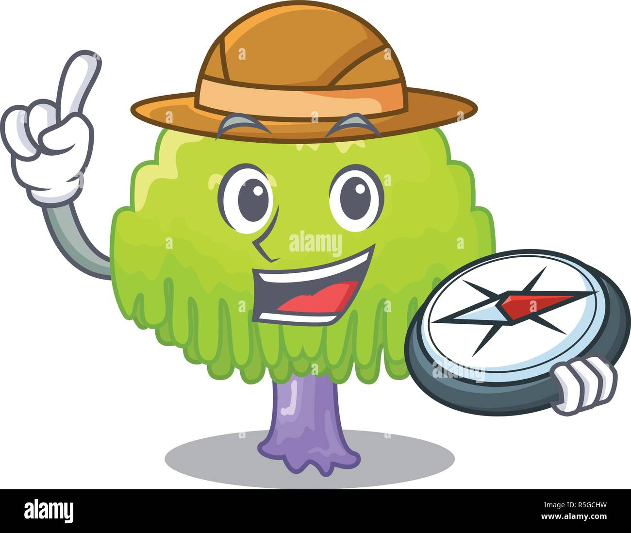 Explorer green tree willow on the character vector illustrstion Stock ...