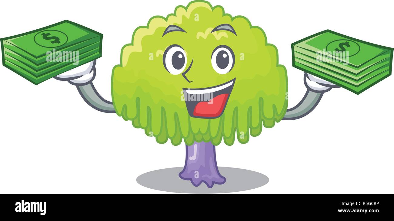 With money green tree willow on the character vector illustrstion Stock ...