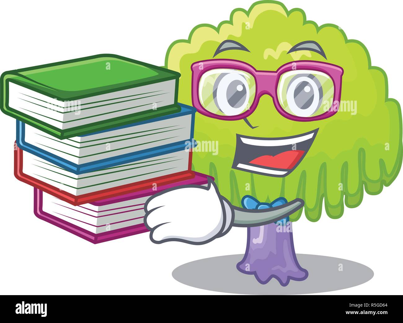 Student with book willow tree branch for frame cartoon vector ...