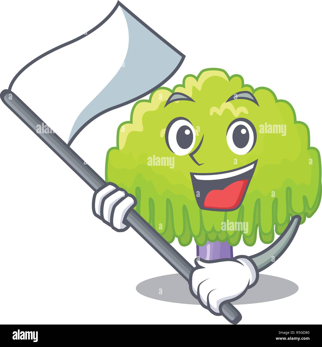 With flag willow tree branch for frame cartoon vector illustration ...