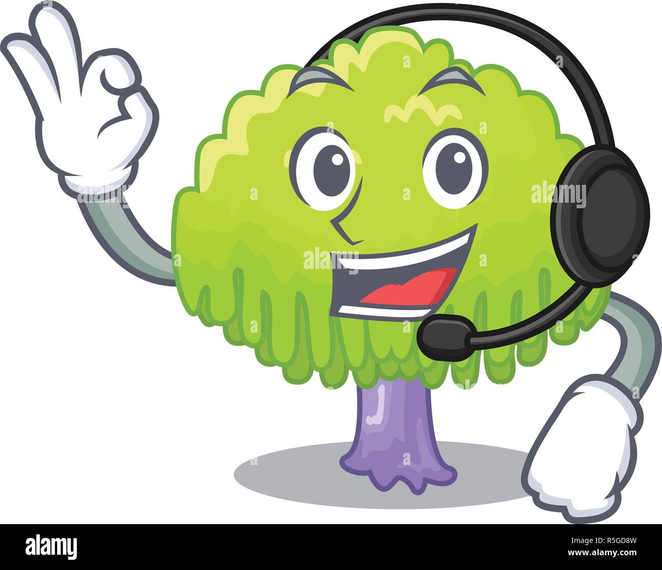 With headphone willow tree branch for frame cartoon vector illustration ...