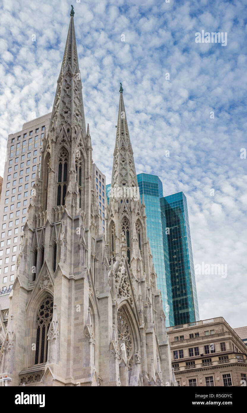 St. Patricks Cathedral and skyscrapers in New York City, USA Stock ...