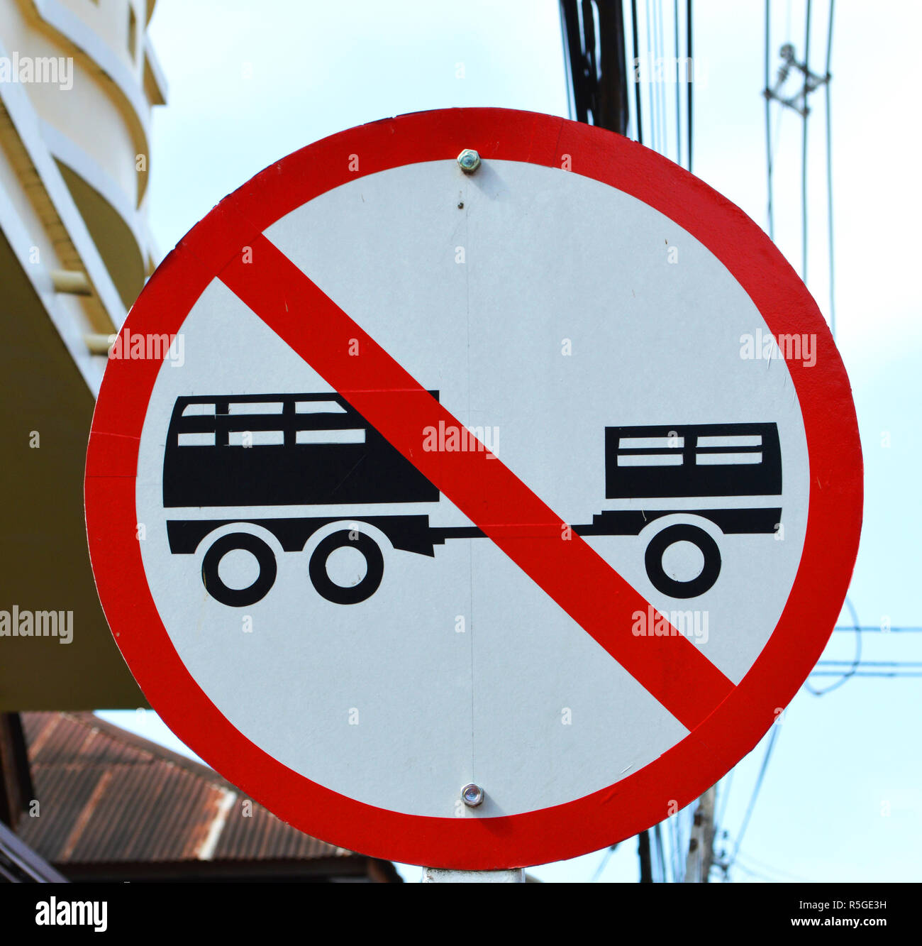 trucks do not enter sign / trucks and trailer not allowed Stock Photo ...