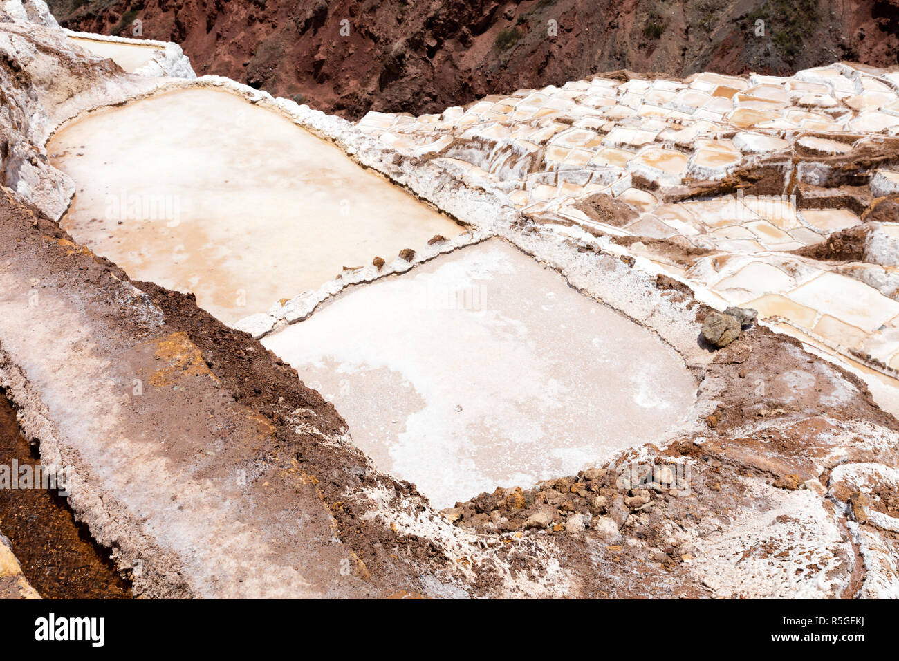 The salt evaporation pond at Maras (Salinas de Maras) near Cusco, Peru ...
