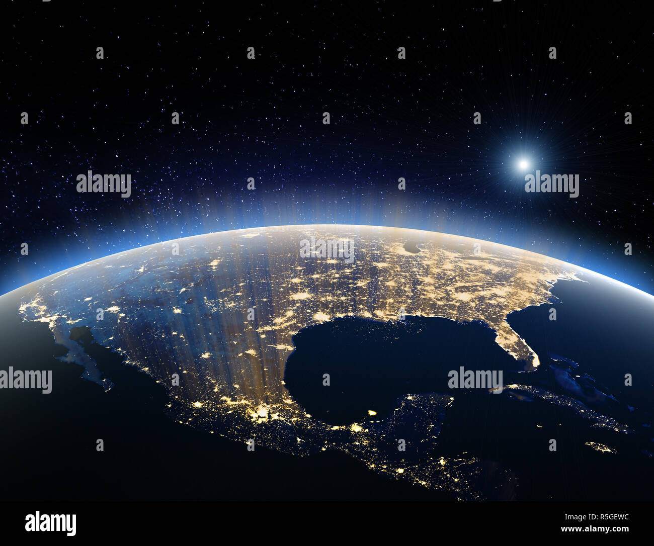 Earth from space - USA. Elements of this image furnished by NASA Stock ...