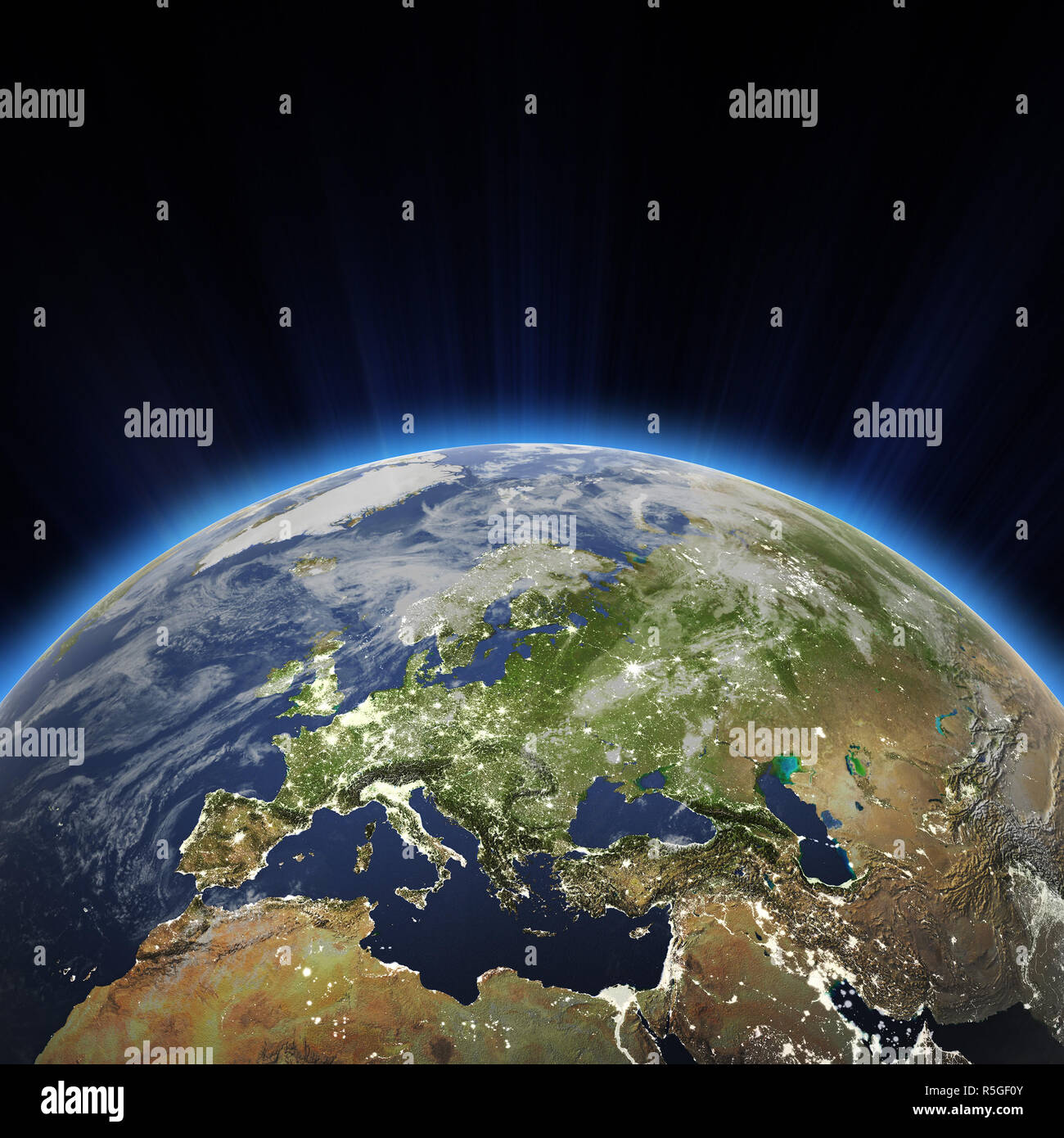 Europe city lights at night Stock Photo - Alamy