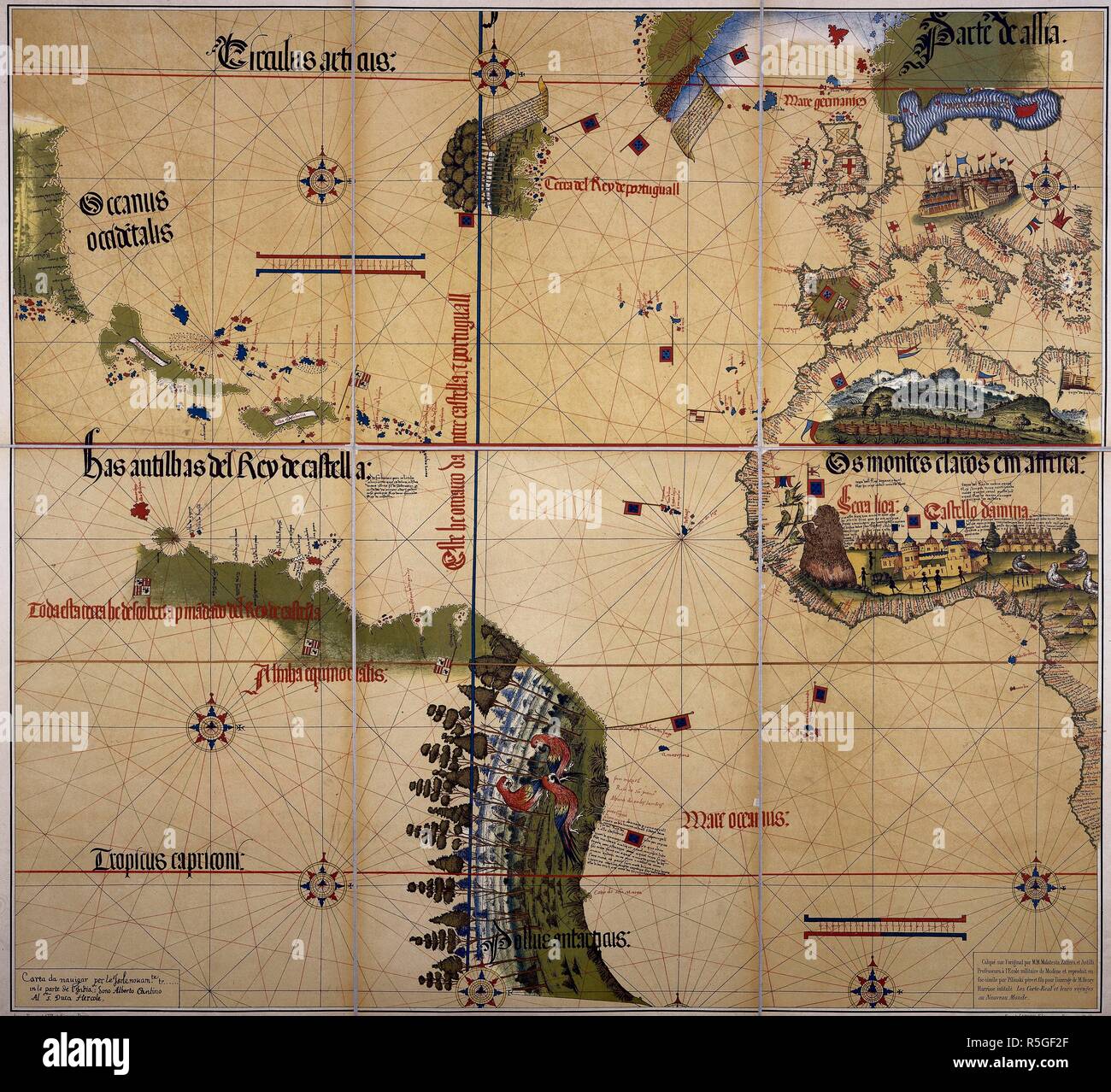 Fragment of a map showing Africa; western Europe; central and south ...