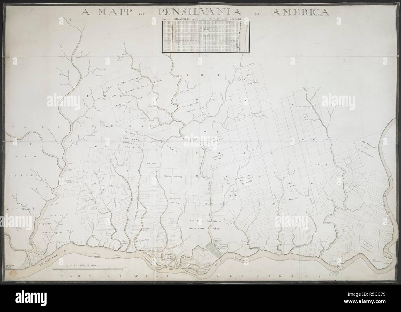 A map of Pennsylvania. A MAPP OF PENSYLVANIA IN AMERICA. c. 1756 ...