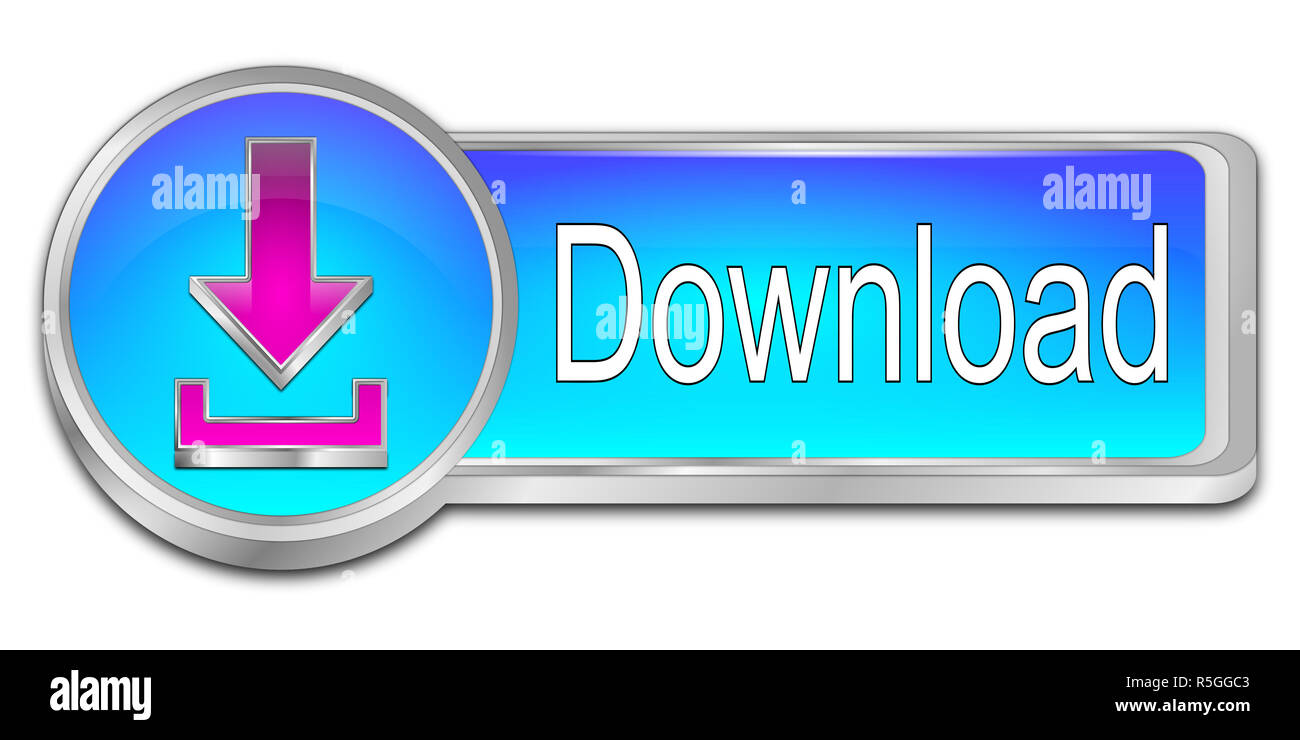 glossy blue Download button - 3D illustration Stock Photo - Alamy