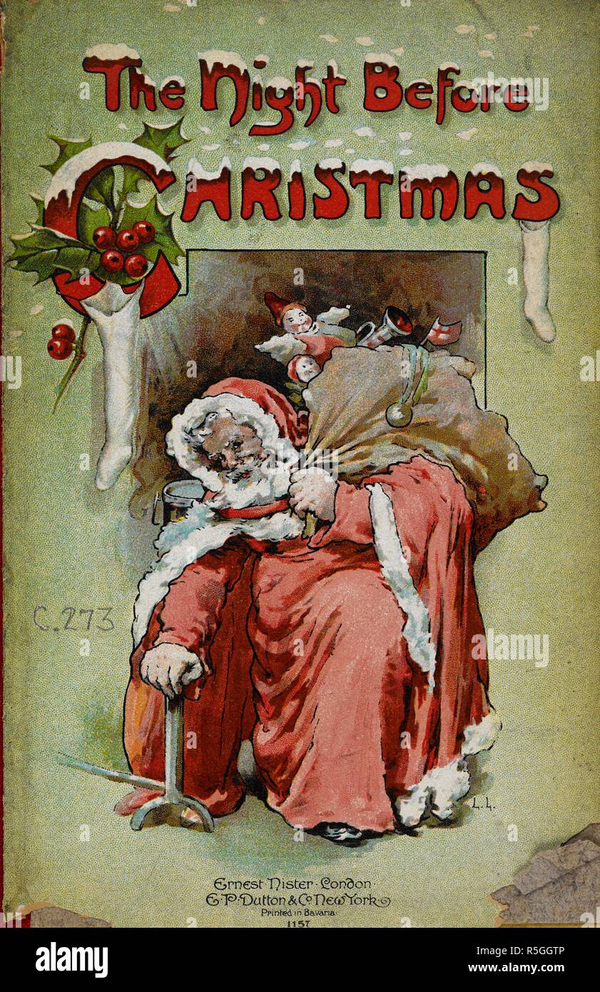 Illustrated front cover showing Father Christmas holding a sack of ...