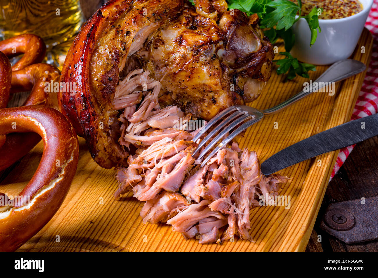 fresh knuckle prepared for oktoberfest Stock Photo - Alamy