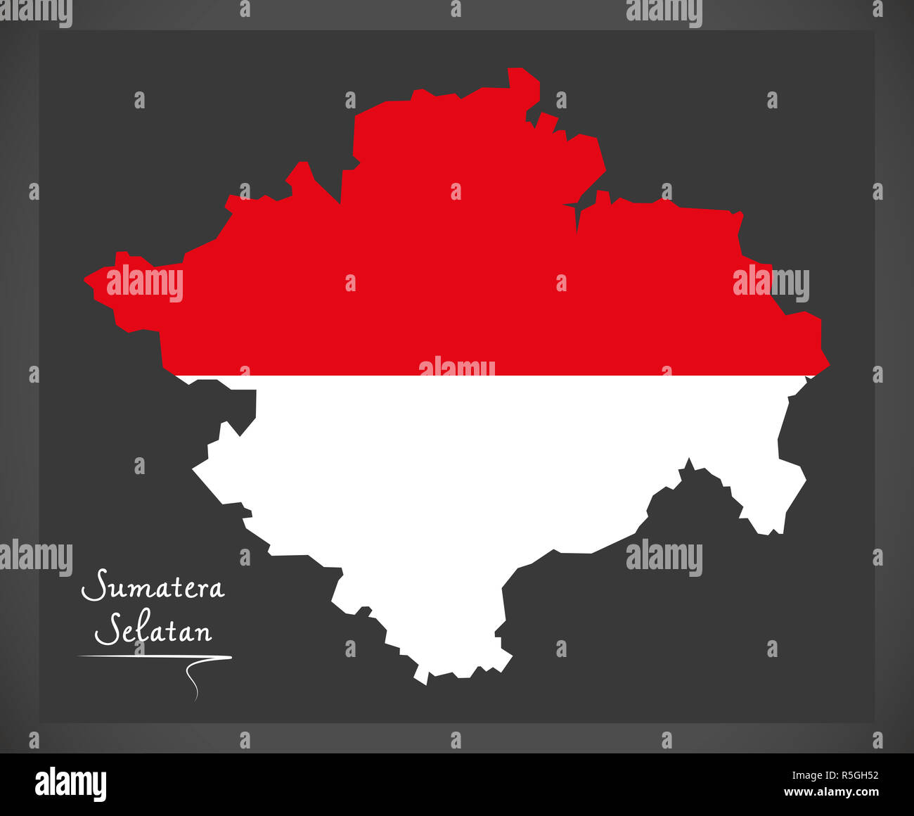 Sumatera Selatan Indonesia map with Indonesian national flag ...