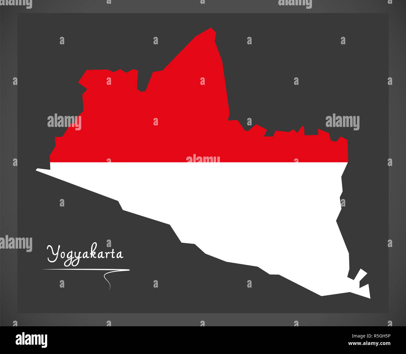 Yogyakarta Indonesia map with Indonesian national flag illustration ...