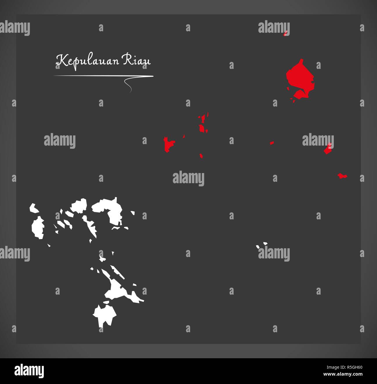 Kepulauan Riau Indonesia map with Indonesian national flag illustration ...