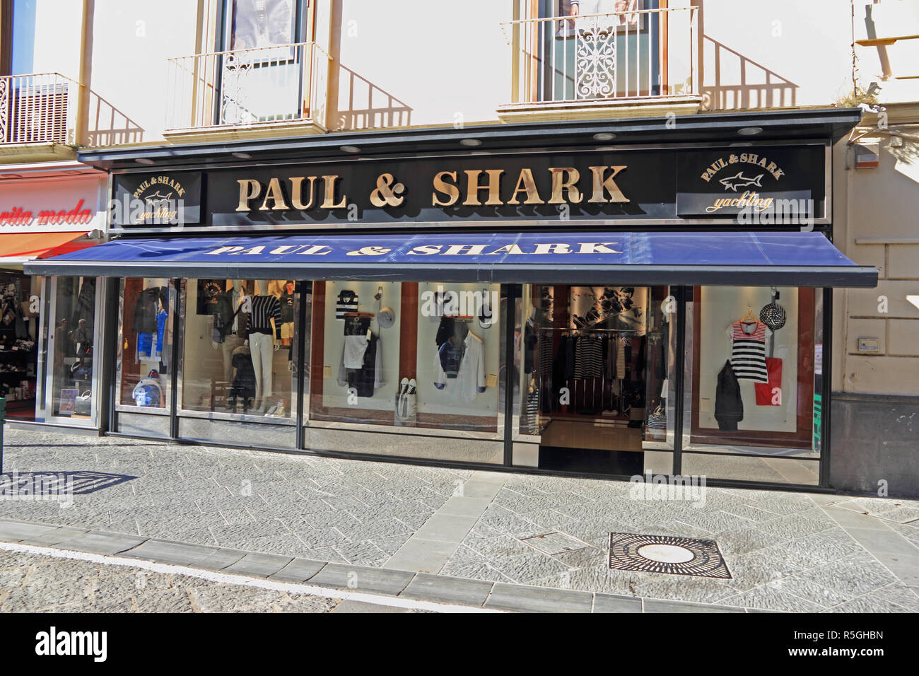 Pauk & Shark clothing shop, Sorrento, Italy Stock Photo - Alamy