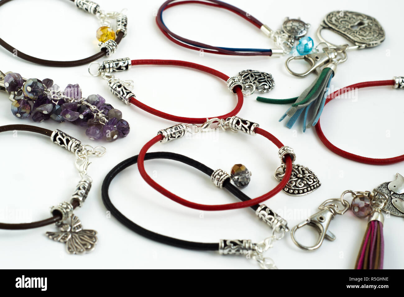 Handmade bracelets isolated on white background Stock Photo - Alamy