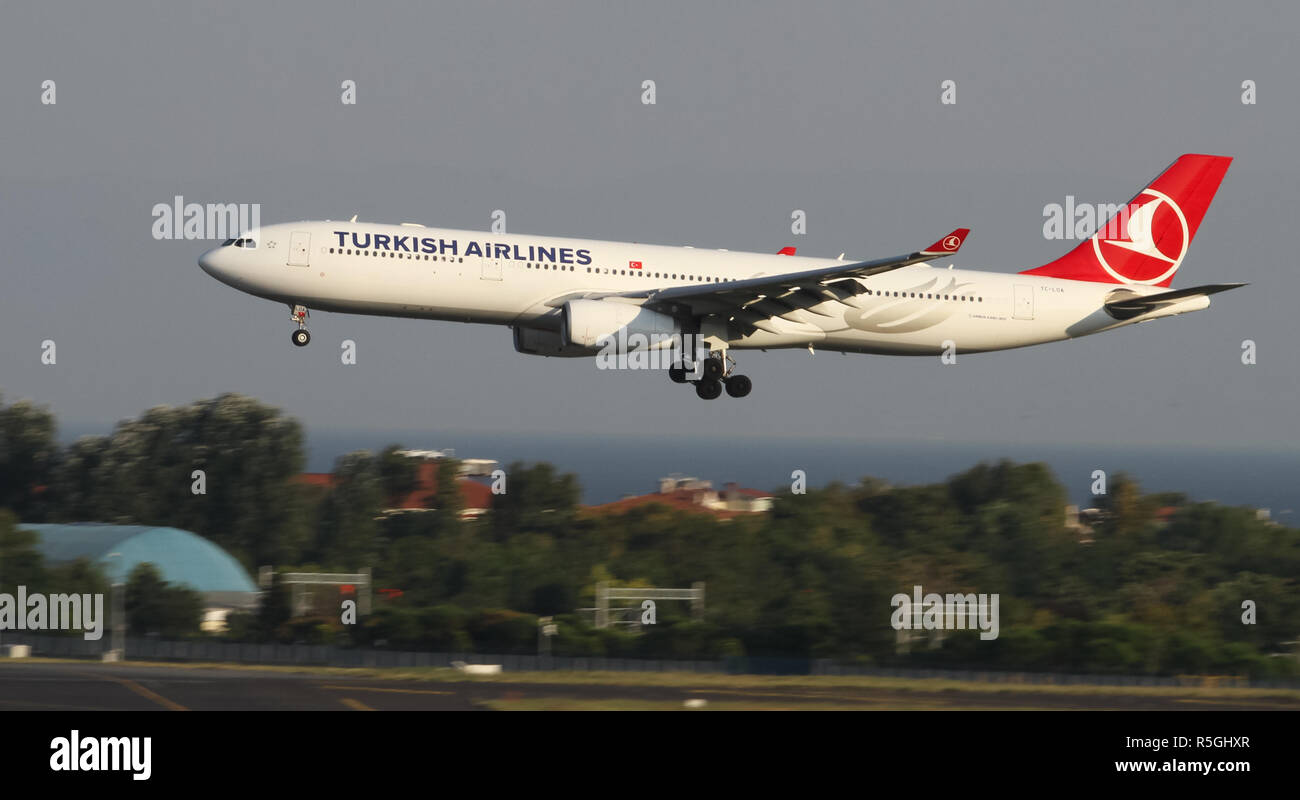 ISTANBUL, TURKEY - AUGUST 05, 2018: Turkish Airlines Airbus A330-343E ...