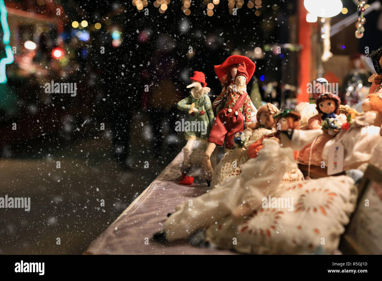 close up christmas stand and snow Stock Photo - Alamy