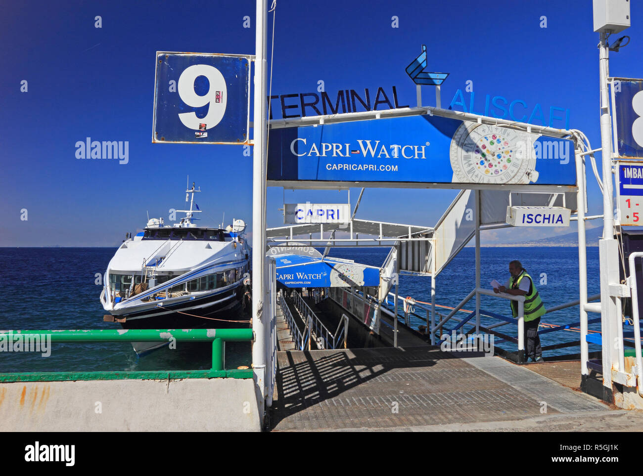 Hydrofoil ferry boat operating between Sorrento and Capri, moored at ...