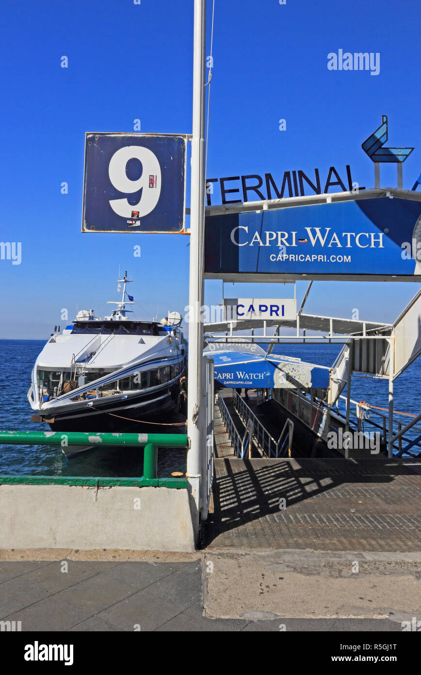 Hydrofoil ferry boat operating between Sorrento and Capri, moored at ...