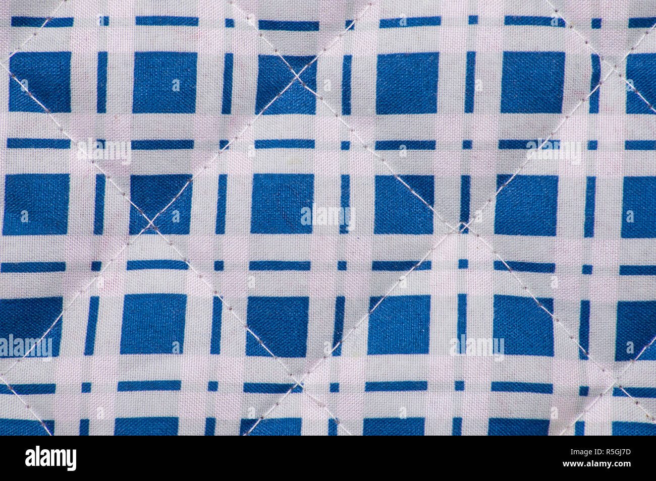 Cotton fabric texture, blue checkered Stock Photo - Alamy