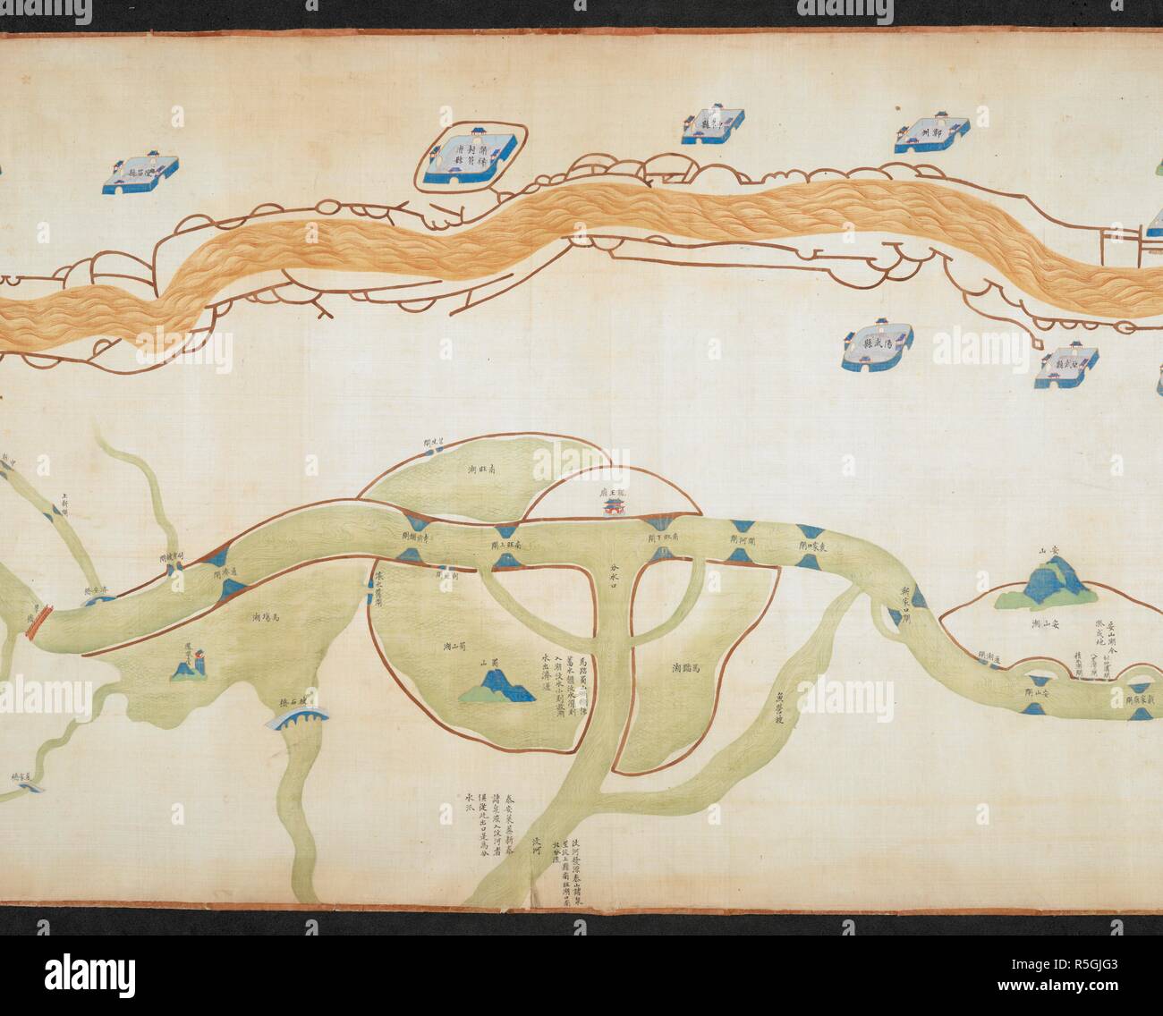 A section from an eighteenth century picture map which shows the whole ...