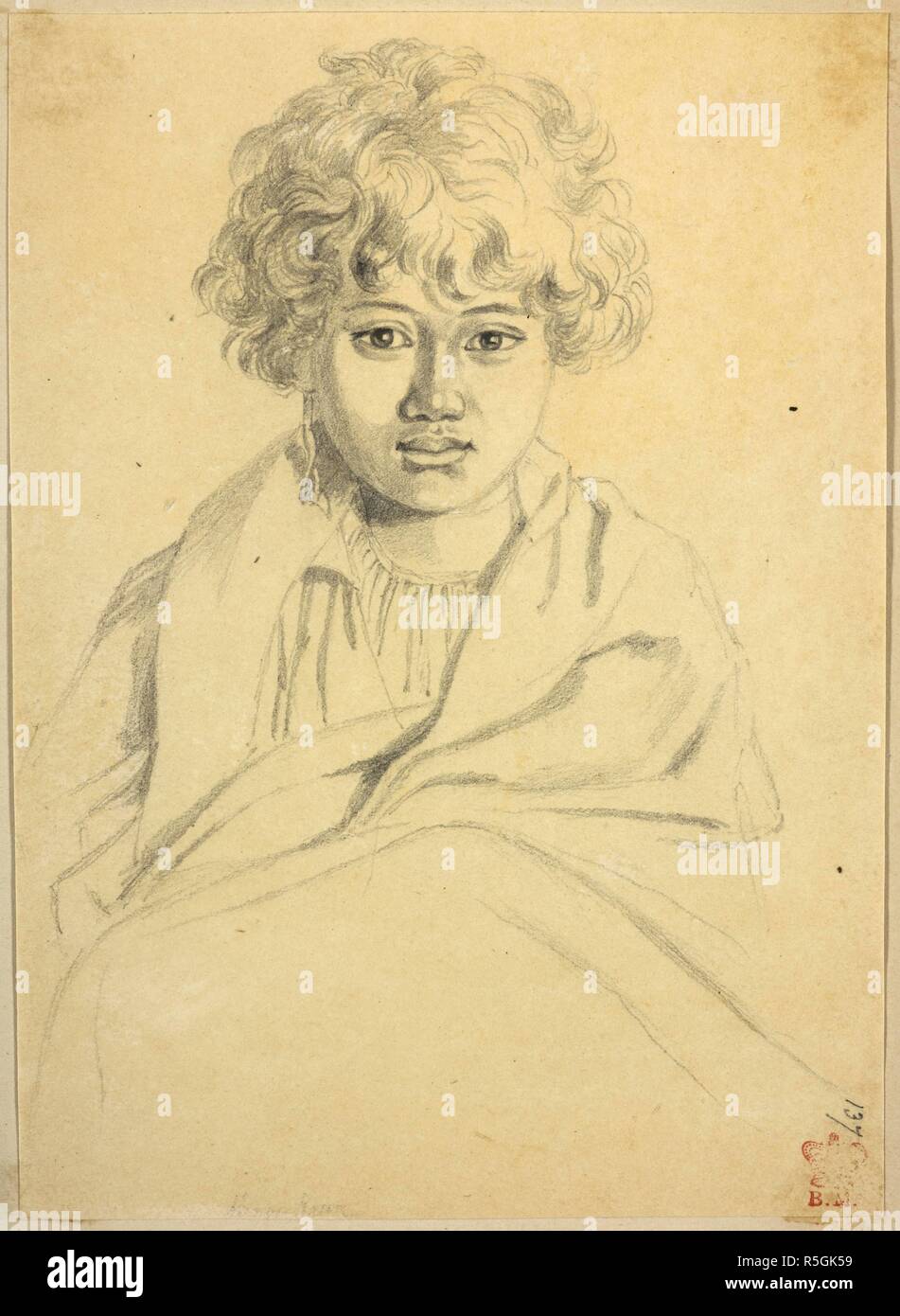 [Drawing no.137] Portrait of a Maori child. Drawings and Sketches in ...