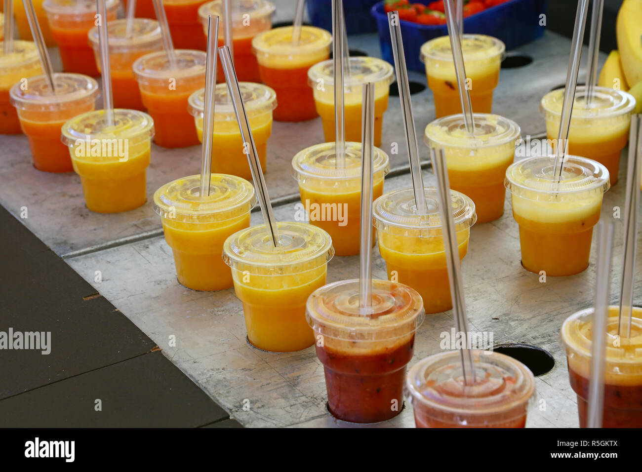 Assorted fruit juices and smoothies in retail Stock Photo - Alamy