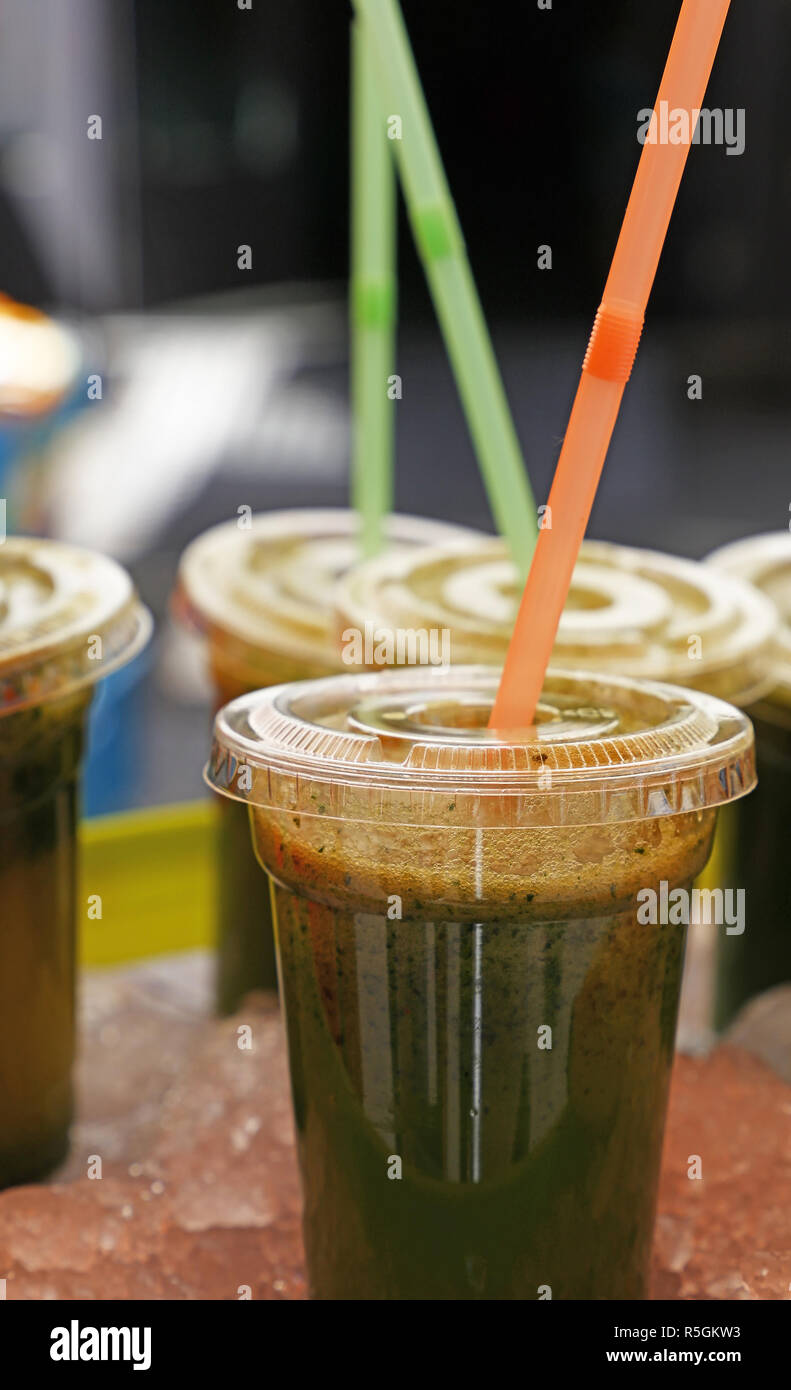 Fruit juice and smoothie stall display hi-res stock photography and ...