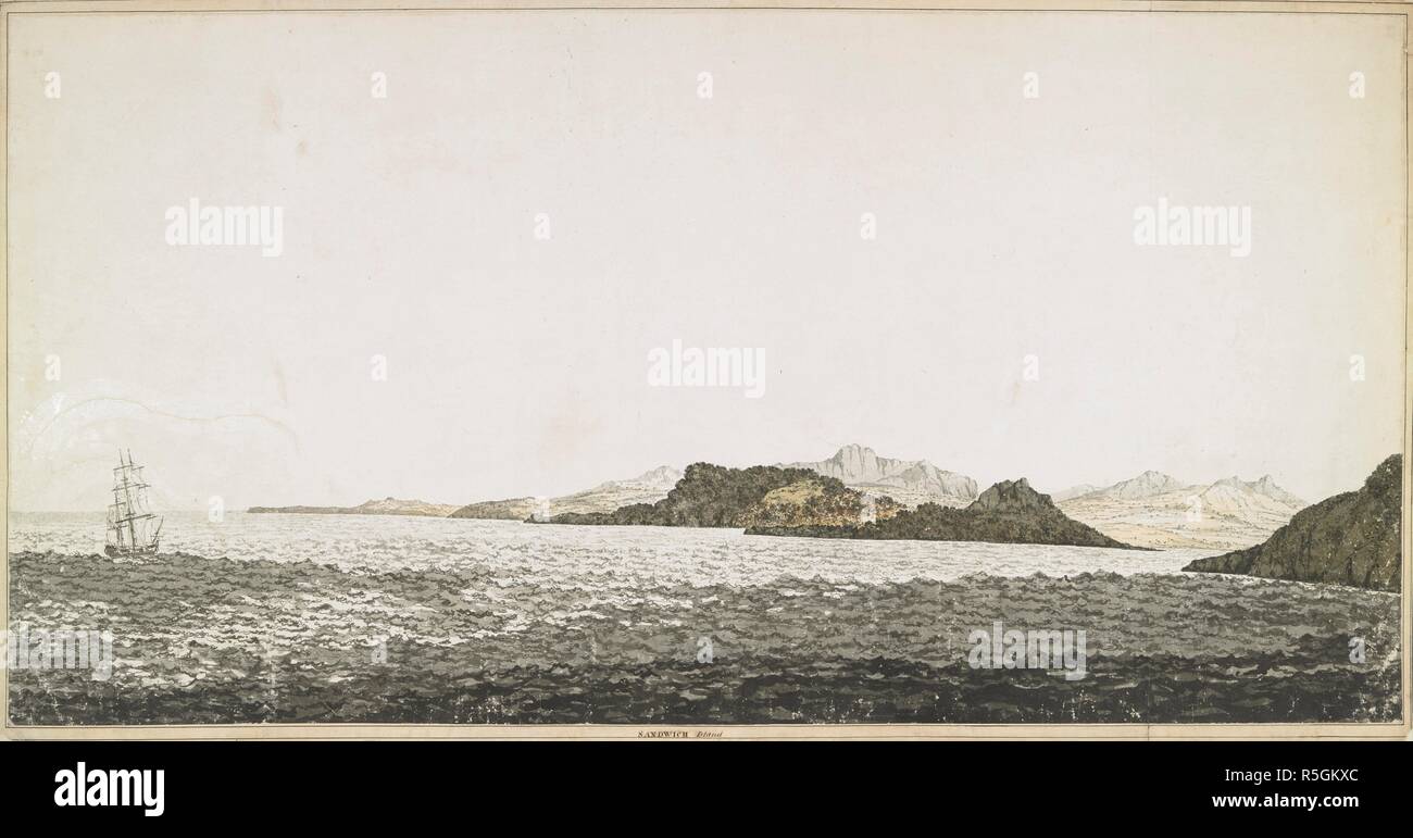 Sandwich island. Drawing by Webber, during during the Third Voyage of ...