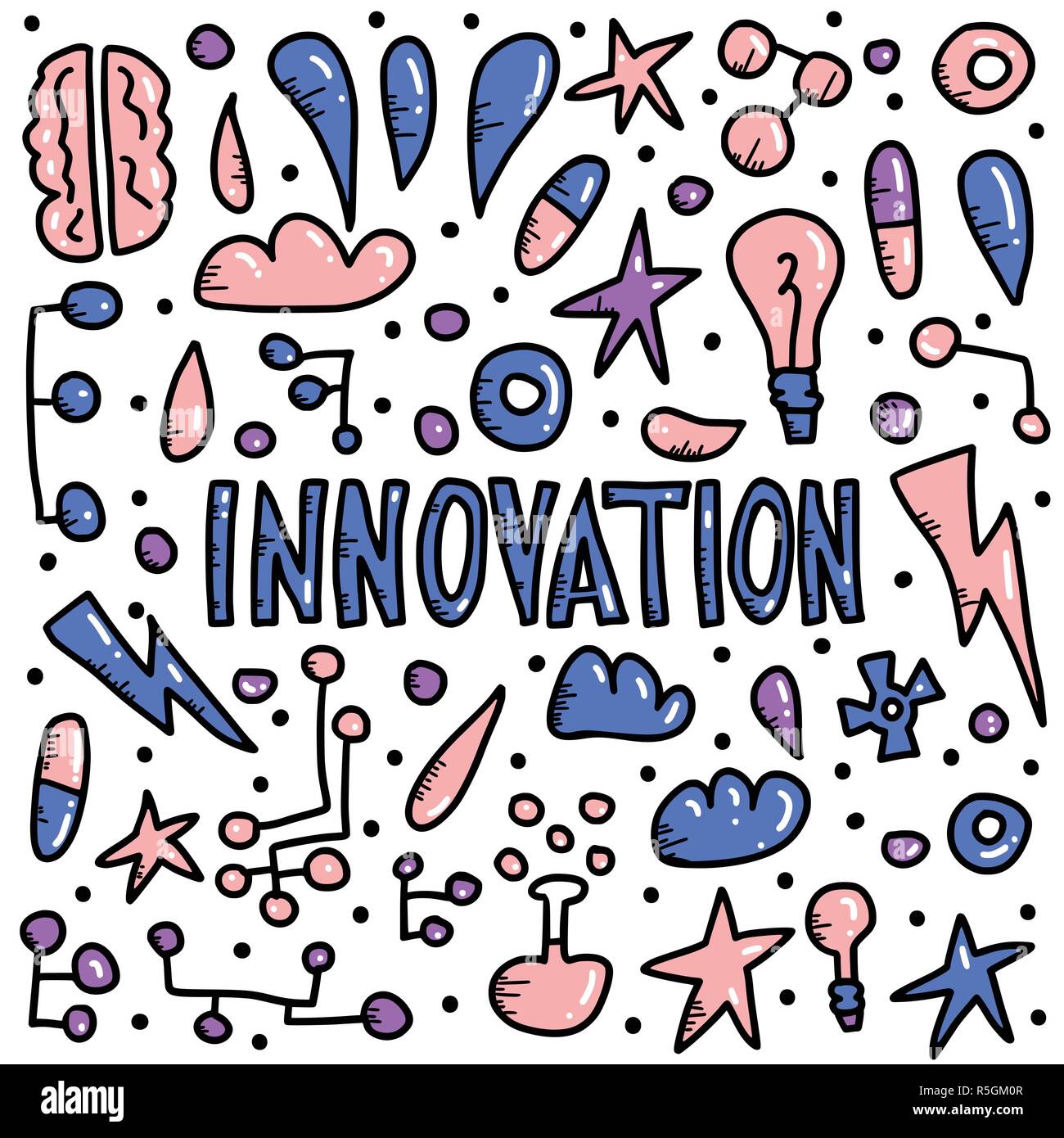 Innovation concept in doodle style. Vector symbols poster illustration ...