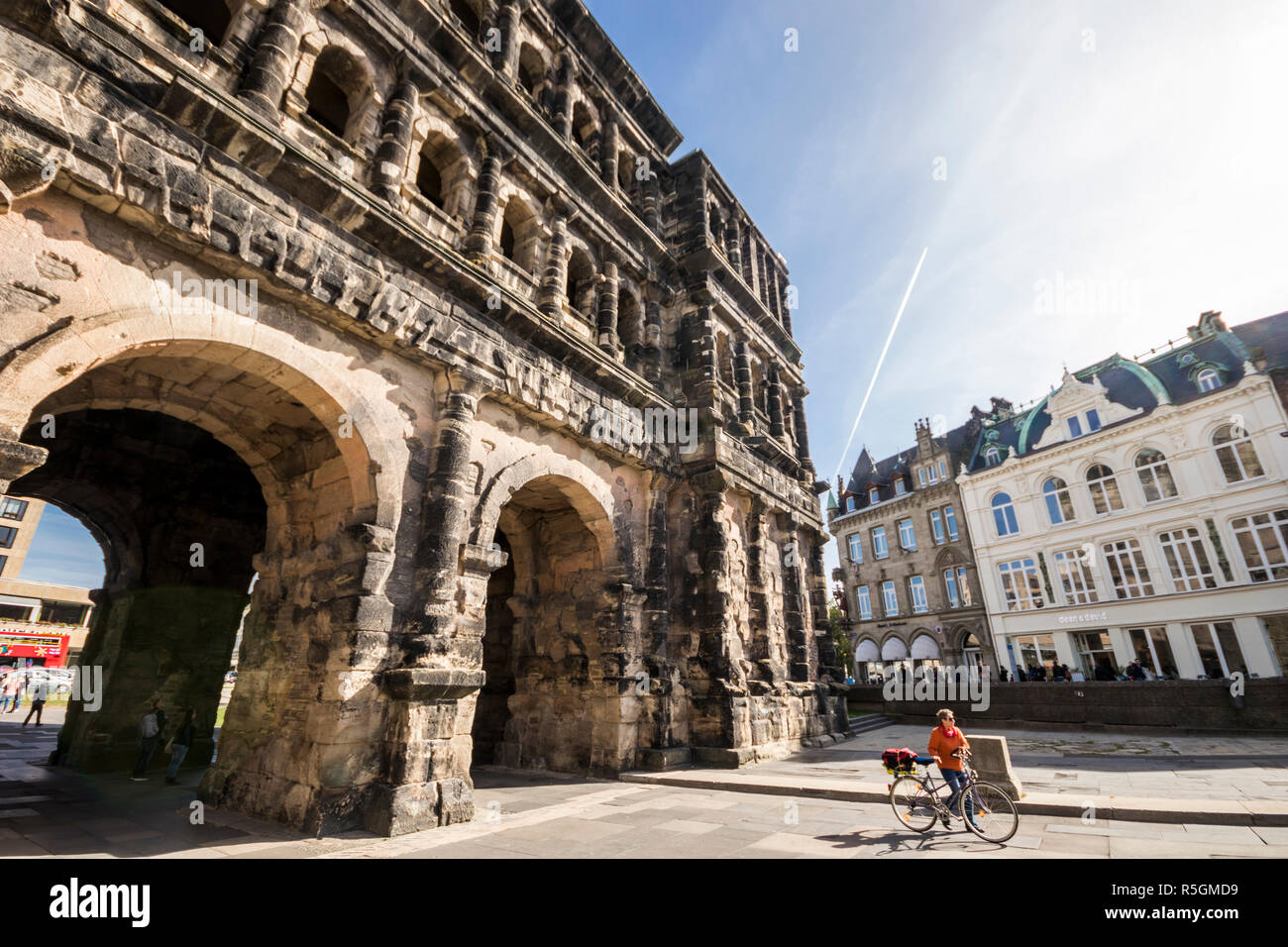 Trier, Germany. The Porta Nigra (Latin for black gate), a large Roman ...