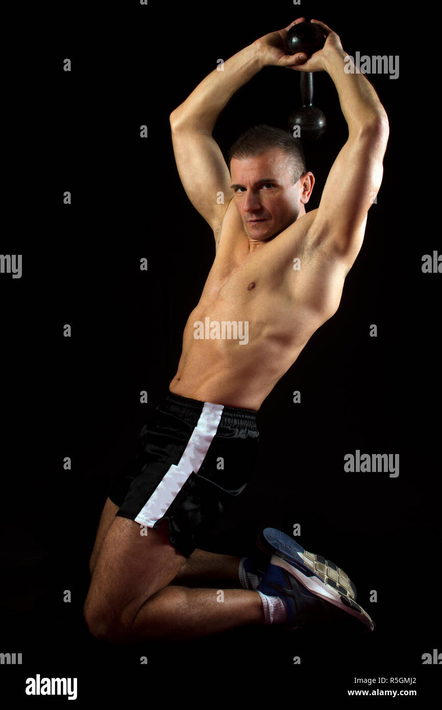 man exercises triceps Stock Photo - Alamy