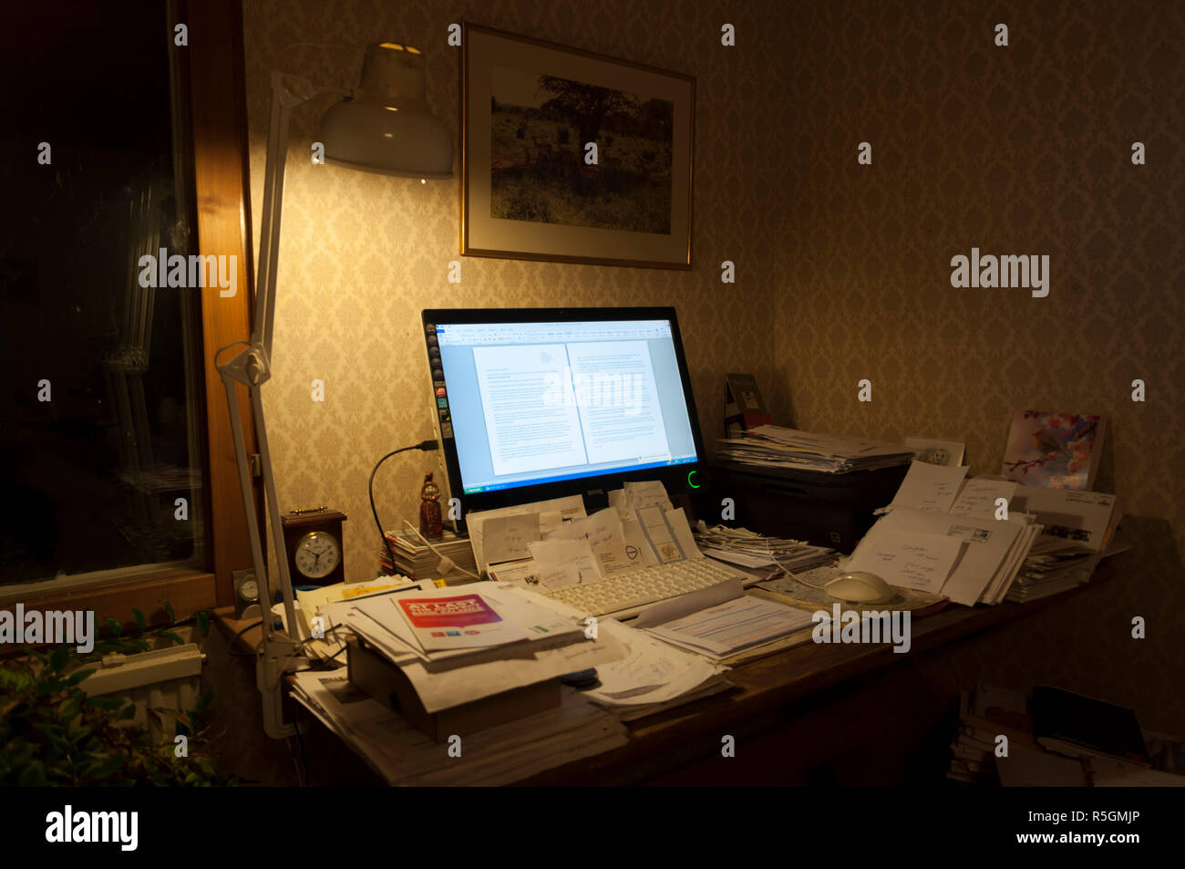 Computer Screen Illuminated At Night Stock Photo - Alamy