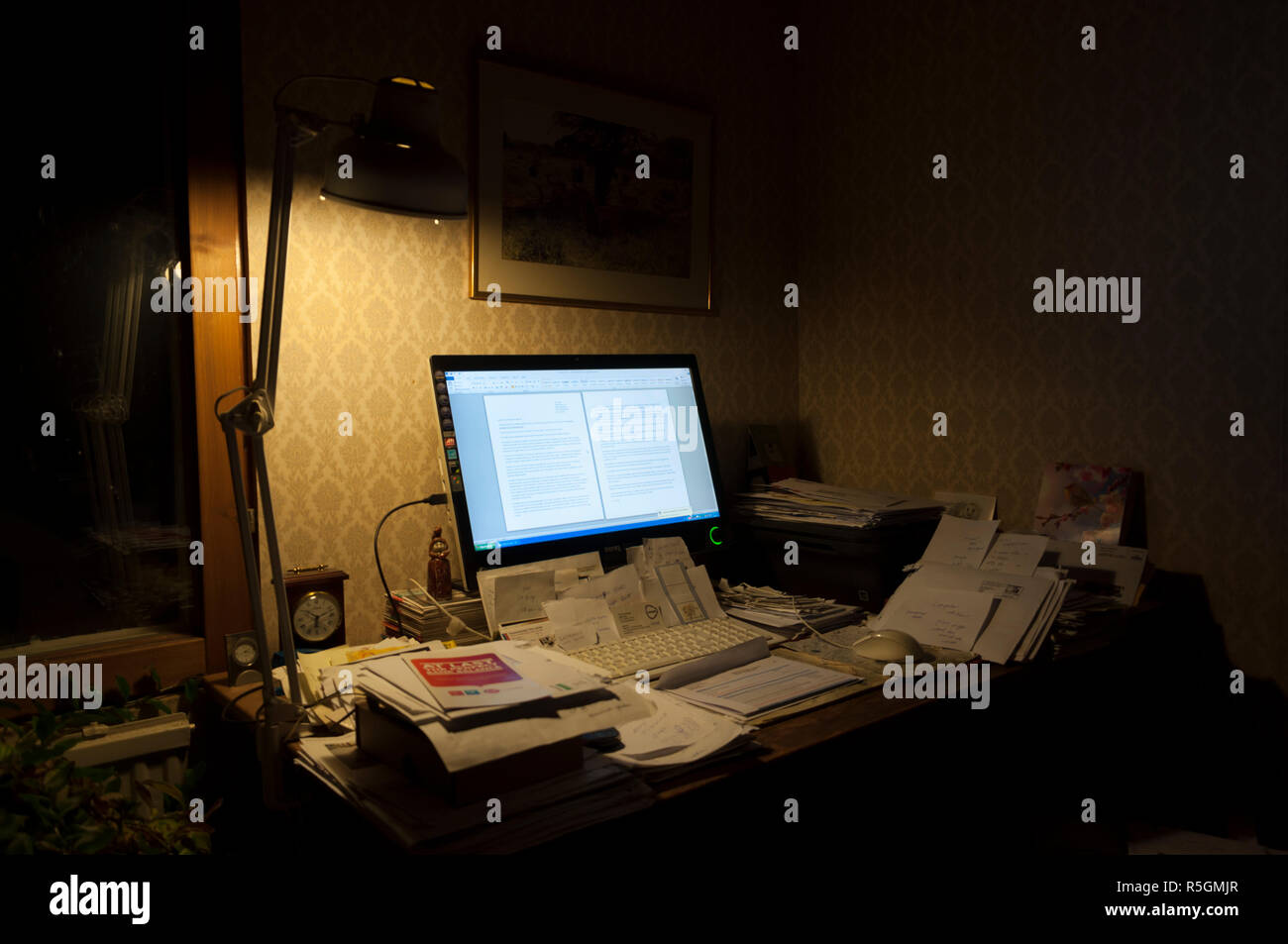 Computer Screen Illuminated At Night Stock Photo - Alamy