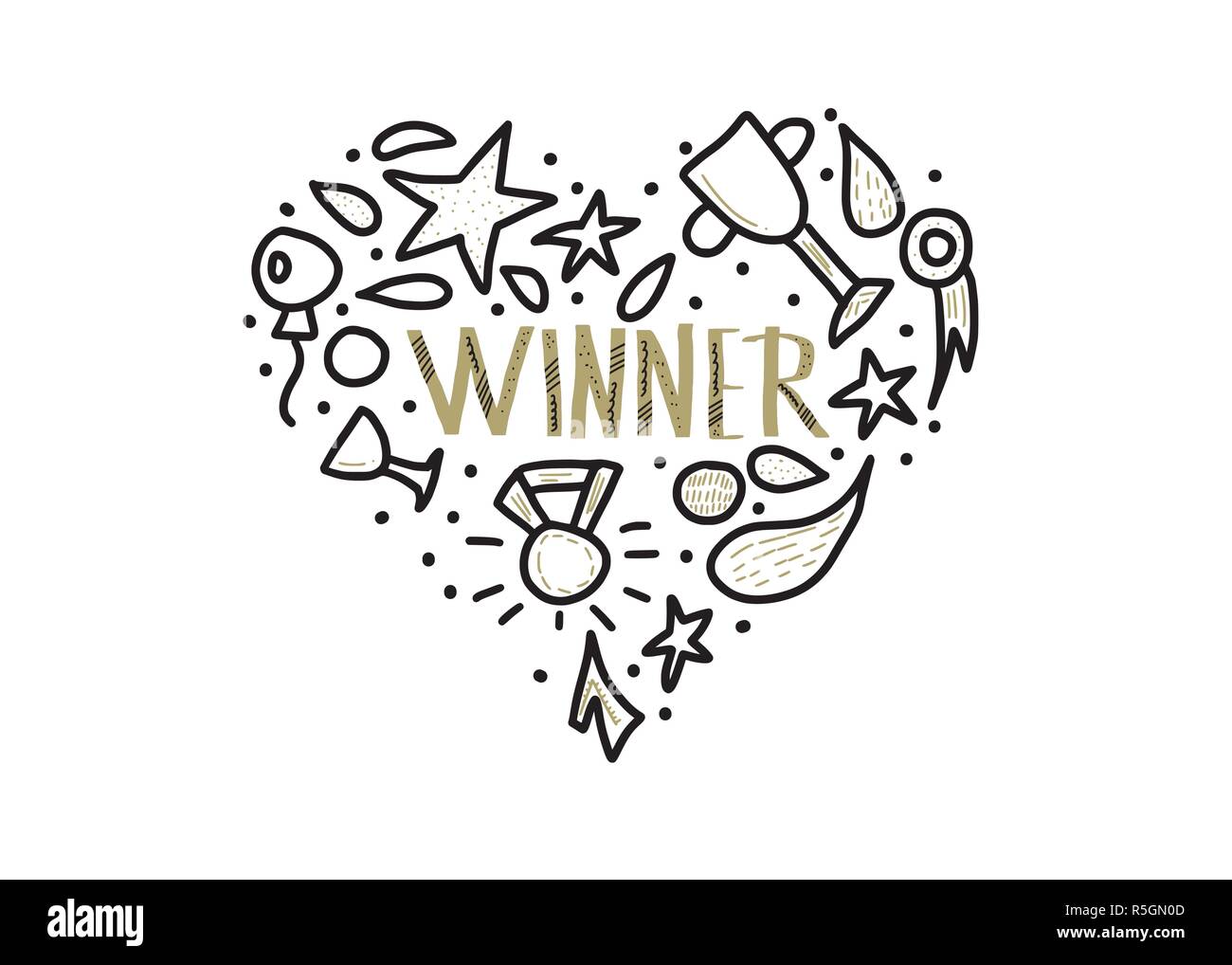 Winner lettering with decoration. Hanwritten quote conceptual ...