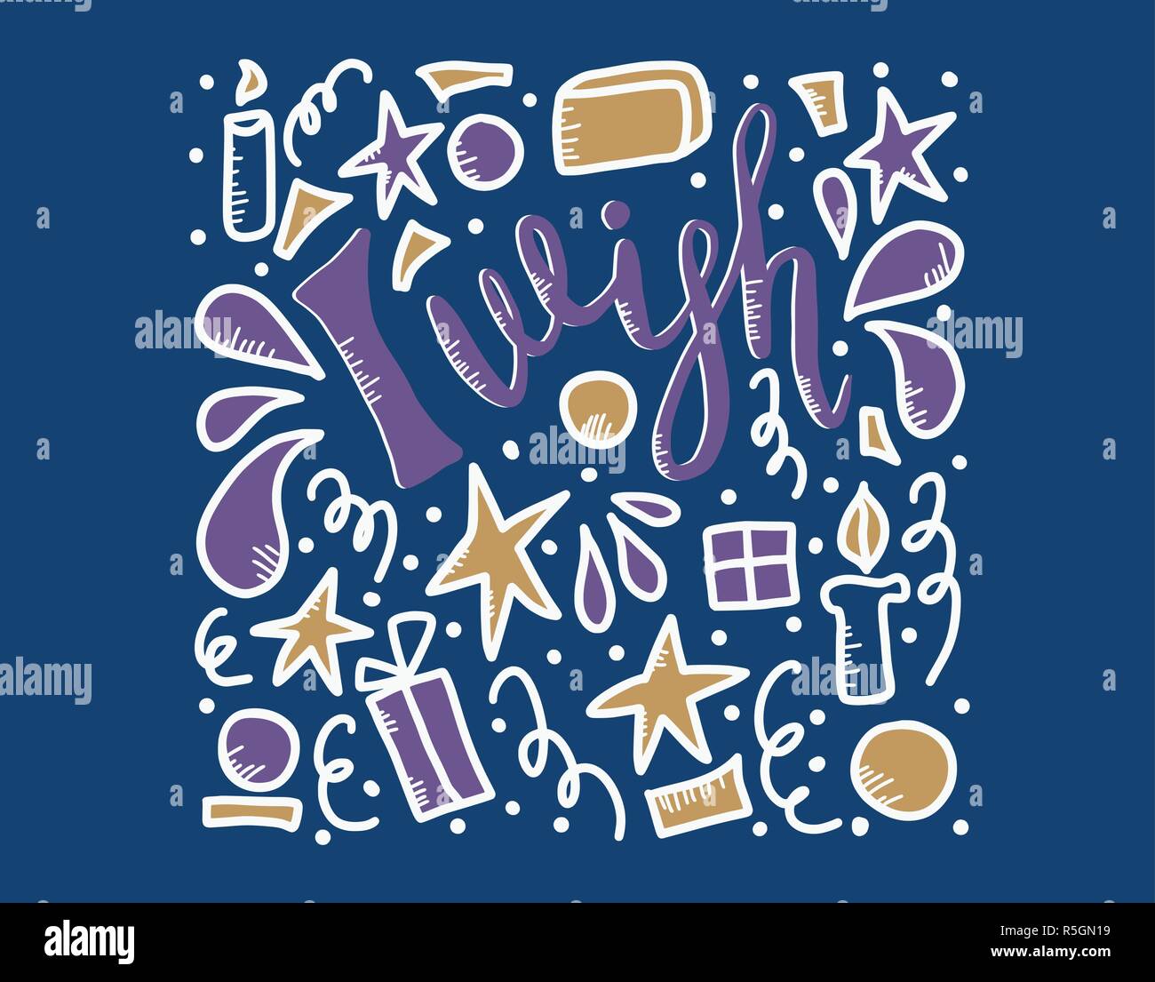 I wish vector lettering with decoration. Poster with handwritten quote ...