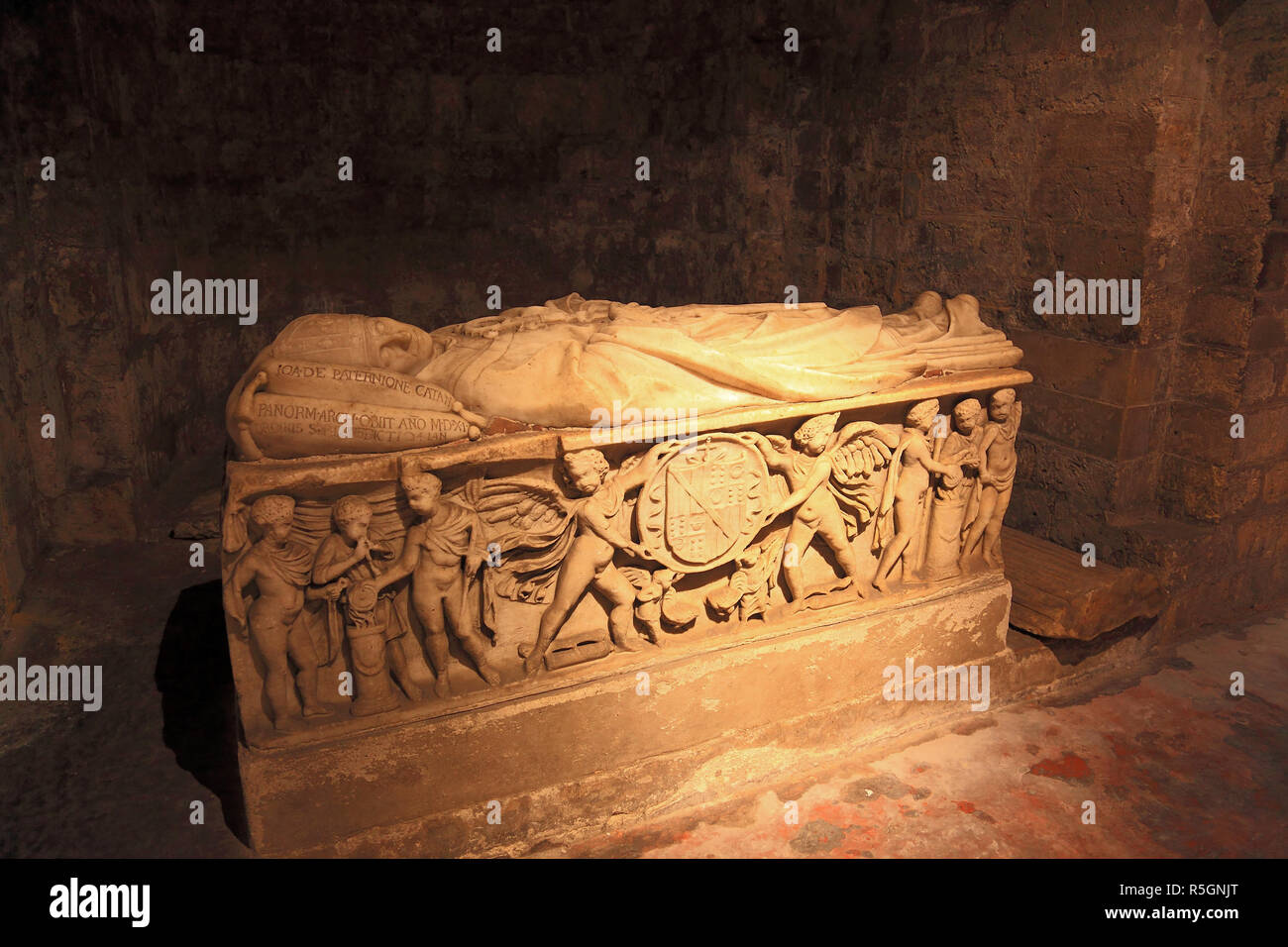 Sarcophagus in the crypt, tomb of Giovanni Paterno, Cathedral of Maria ...