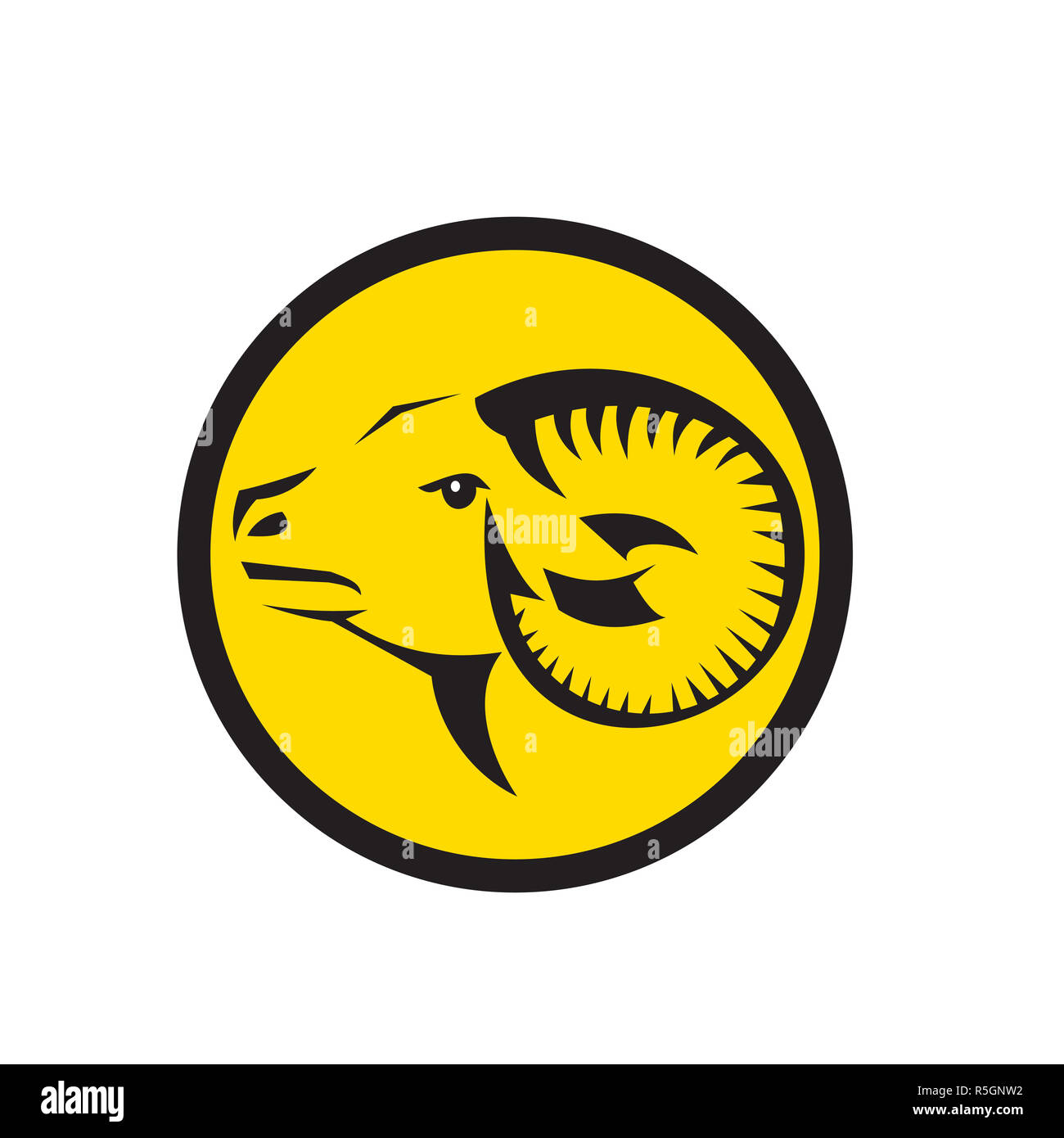 Ram Sheep Head Circle Tribal Art Stock Photo - Alamy