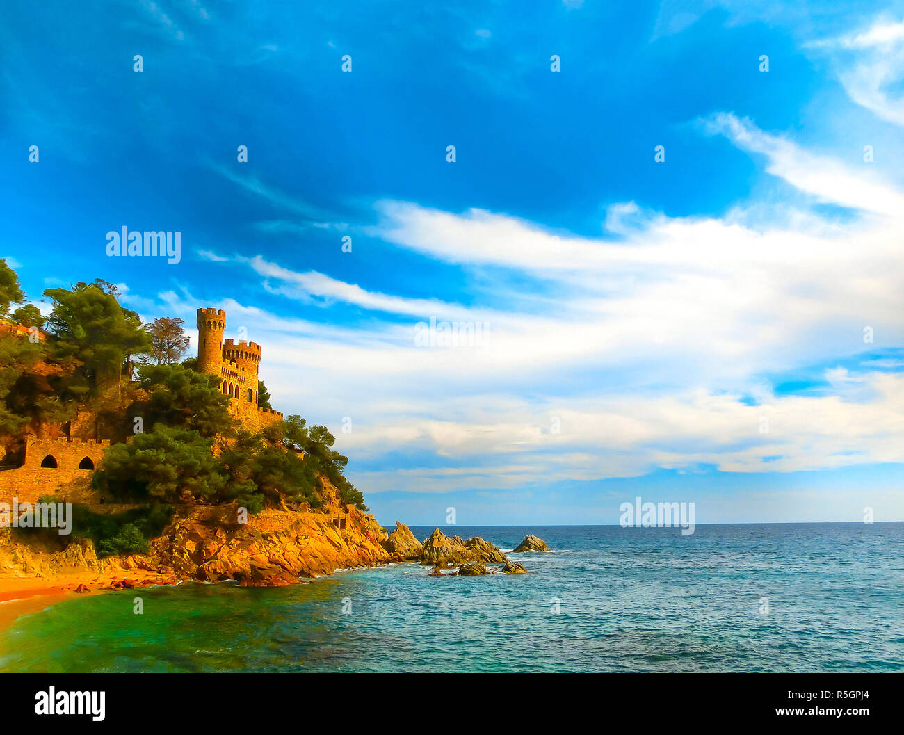 Castell Plaja at Sa Caleta beach in Costa Brava Stock Photo - Alamy