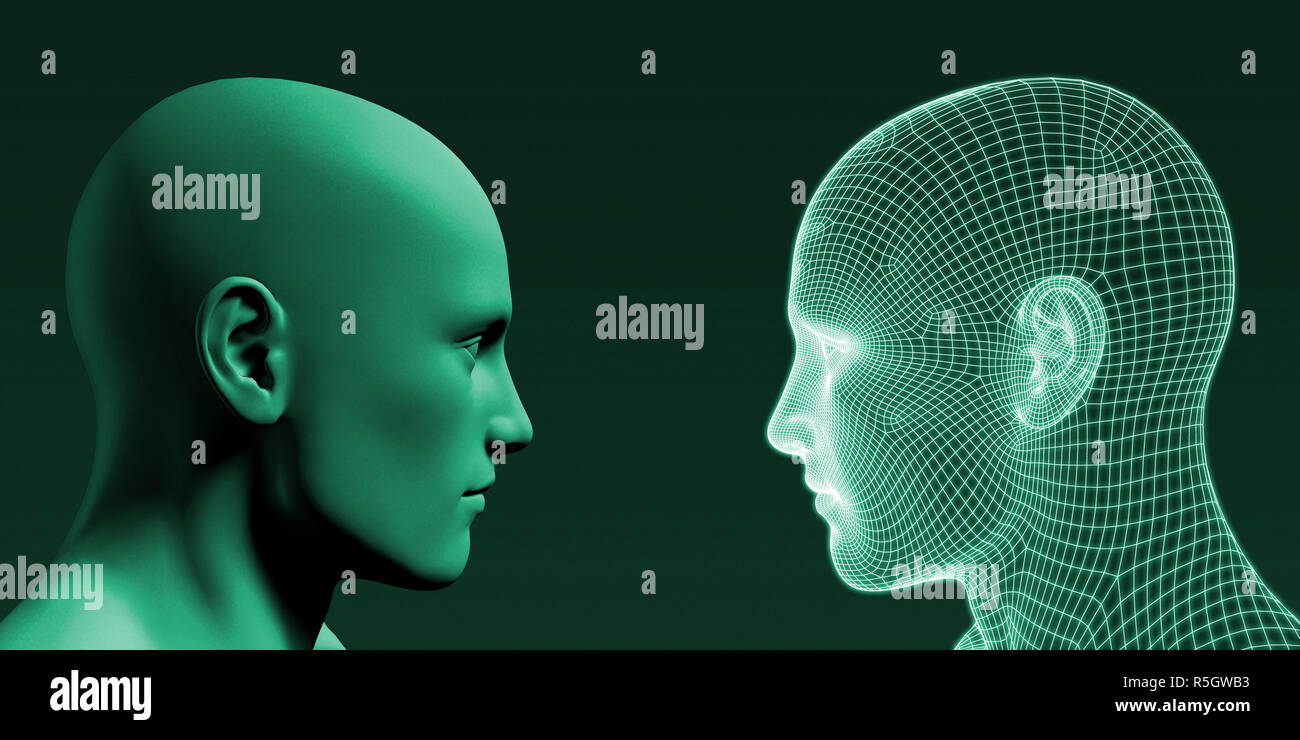 Human head and wire frame hi-res stock photography and images - Alamy