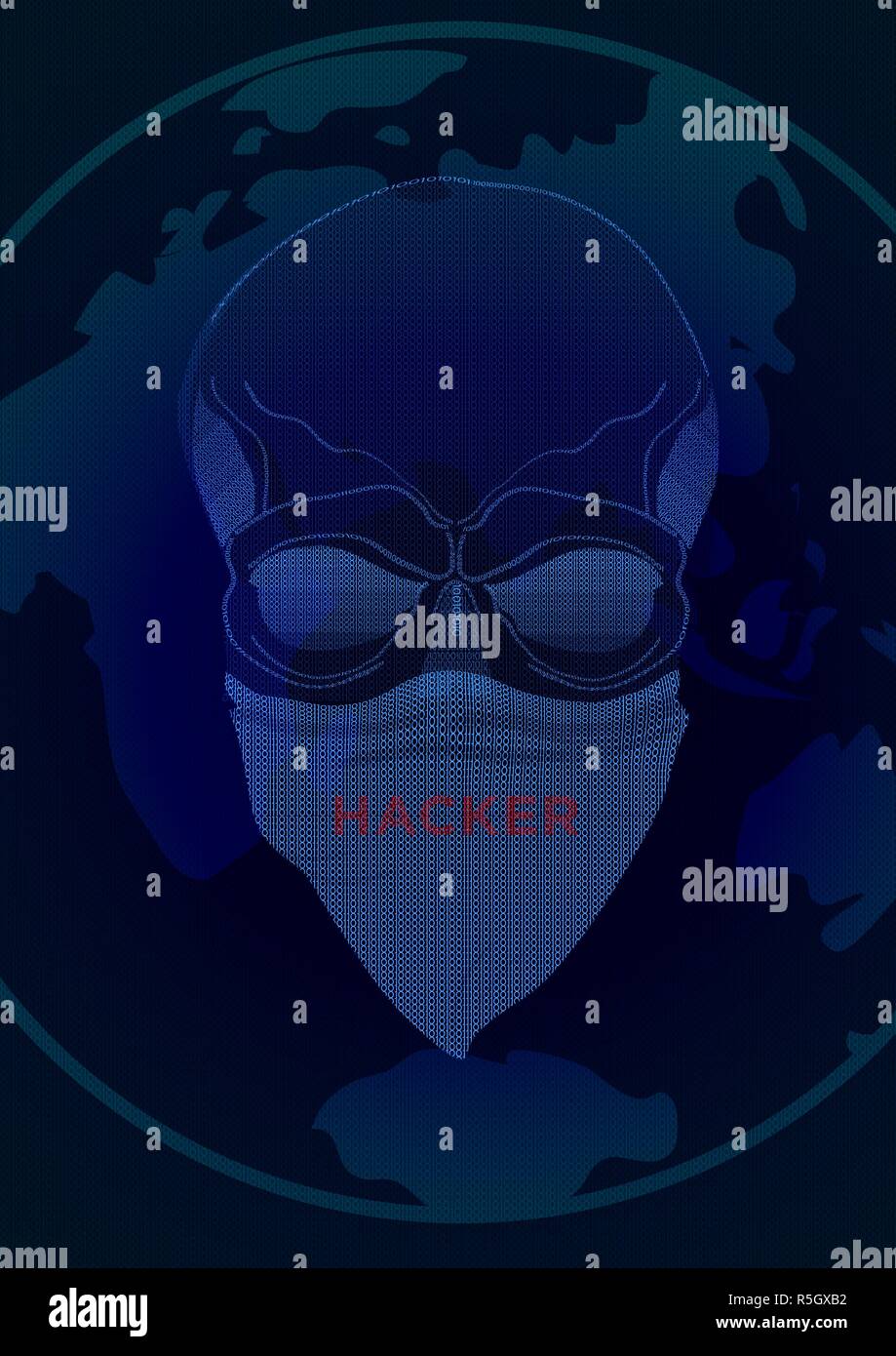 The secret agent, hacker. Mysterious man with the mask on dark ...