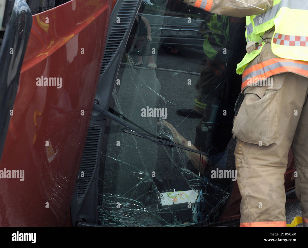 car accident crash collision windshield emergency injury Stock Photo ...