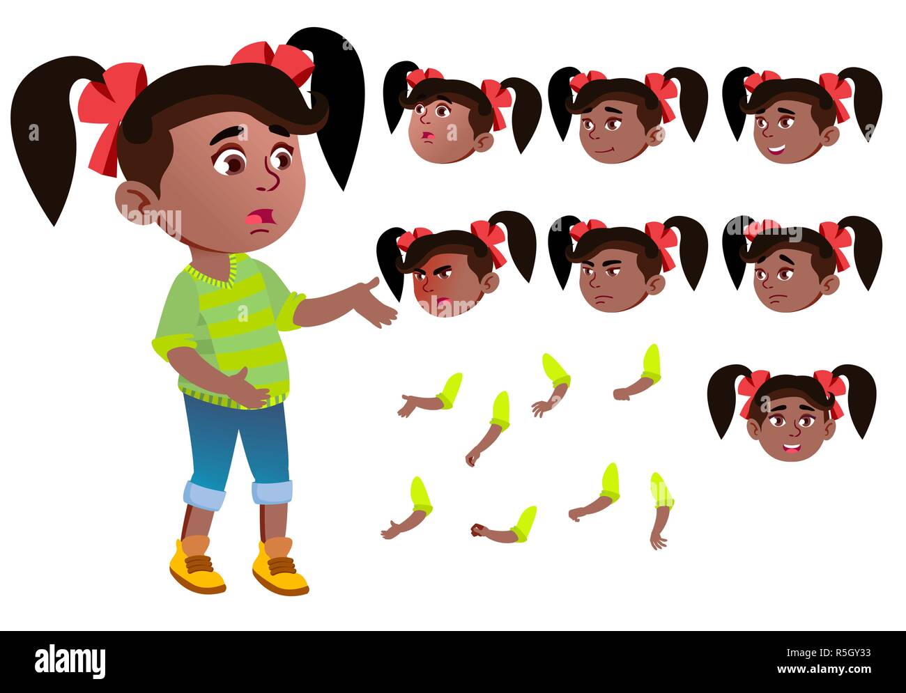 Girl, Child, Kid, Teen Vector. Black. Afro American. Beautiful. Youth ...