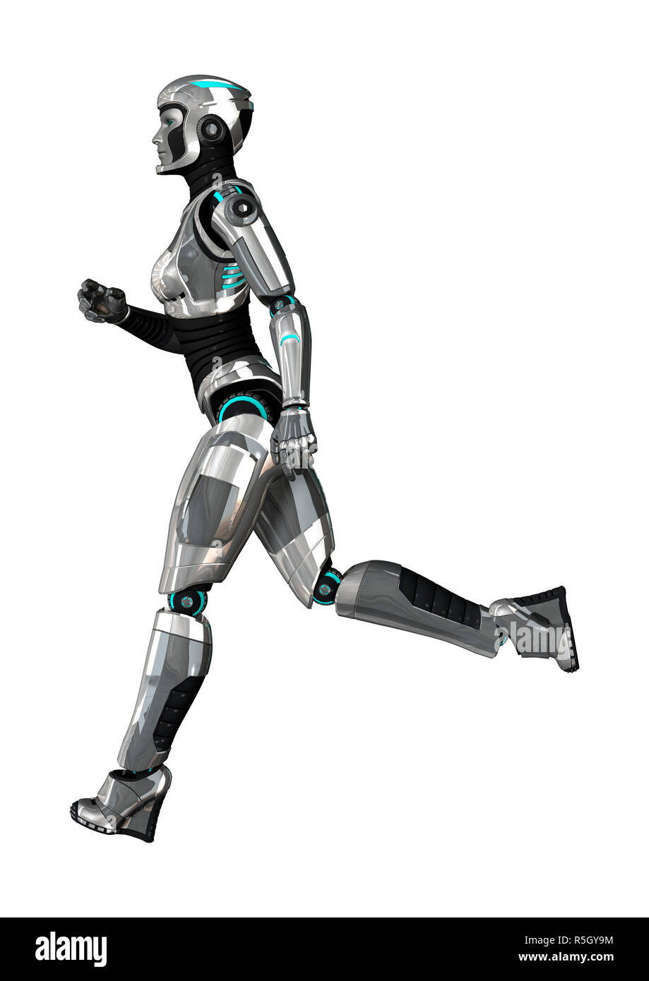3d rendering running female cyborg hi-res stock photography and images ...