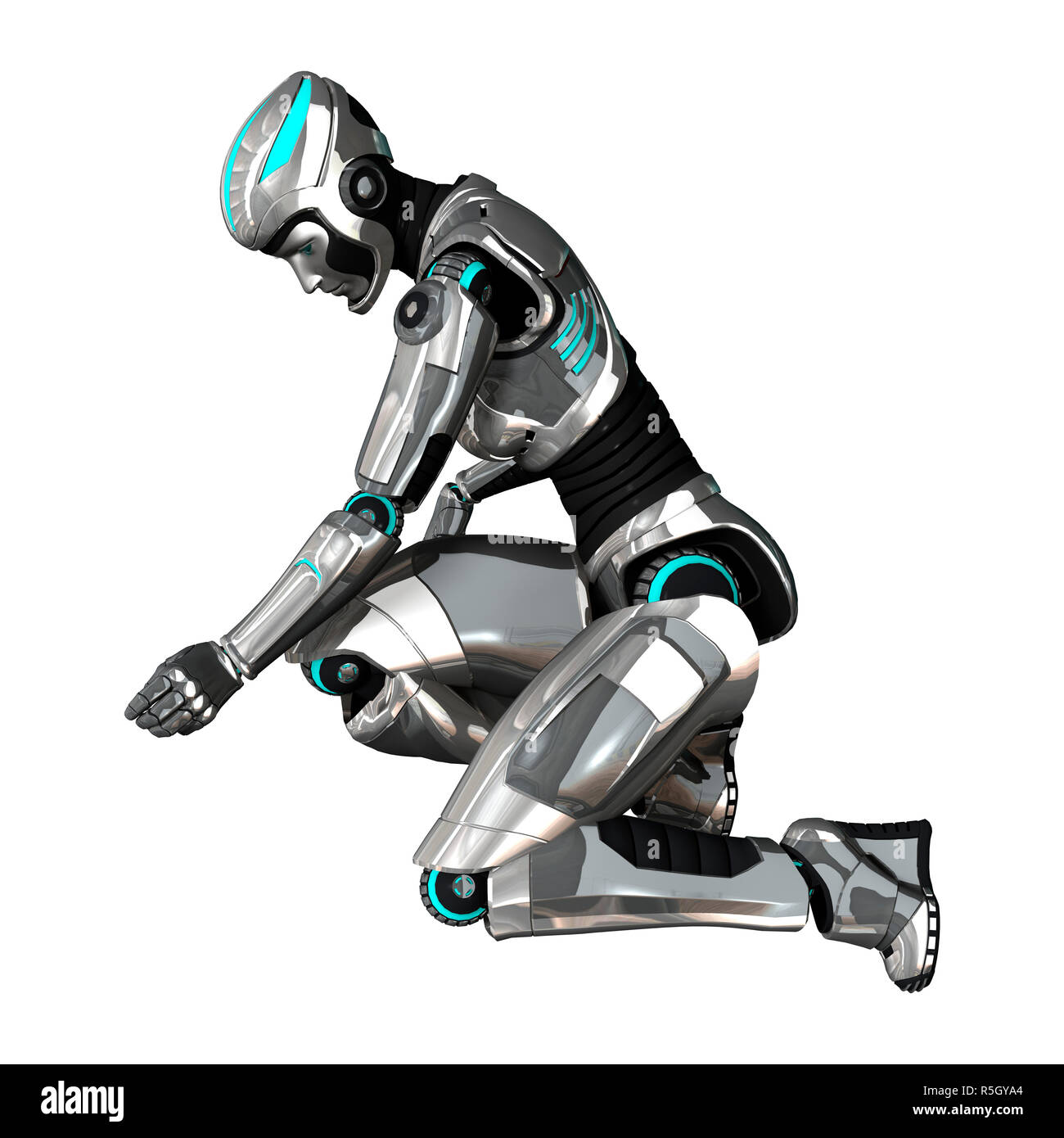 3D Rendering Female Cyborg on White Stock Photo - Alamy
