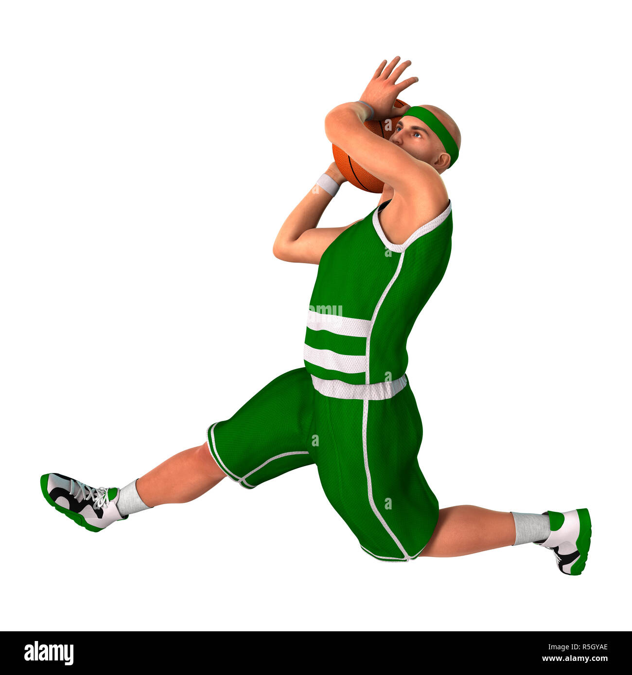 3D Rendering Basketball Player on White Stock Photo - Alamy